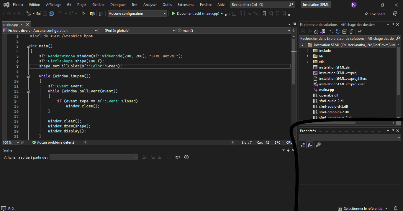 problème de compilation SFML sous Visual studio par nathanaeldufour - page 1 - OpenClassrooms
